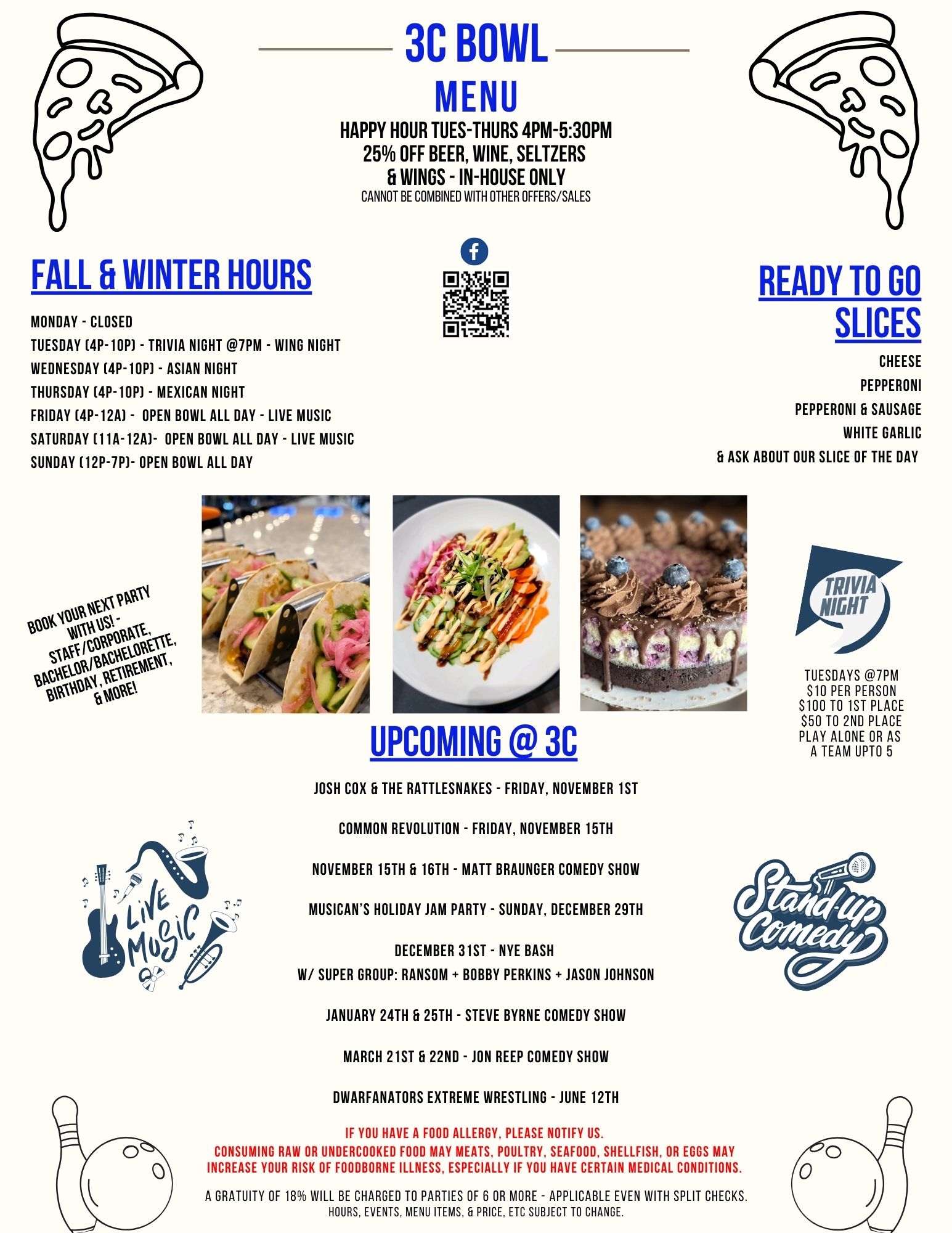Lunch & Dinner Menu – 3C Bowl – Bowling, Events, Sports Bar, and ...
